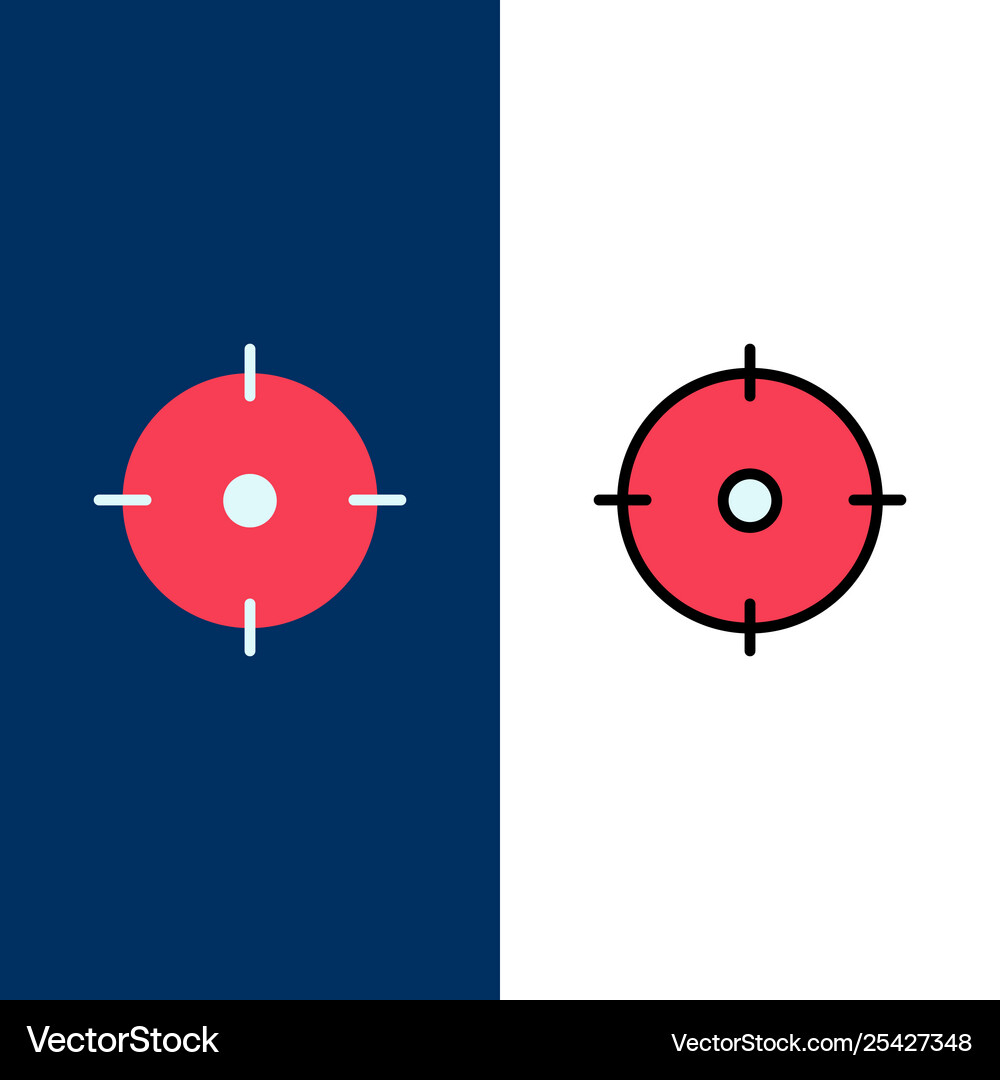 Archer target goal aim icons flat and line filled Vector Image