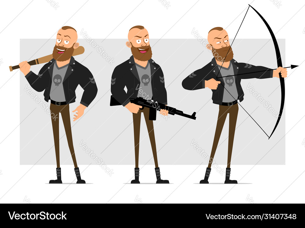 Cartoon punk hooligan boy character set Royalty Free Vector