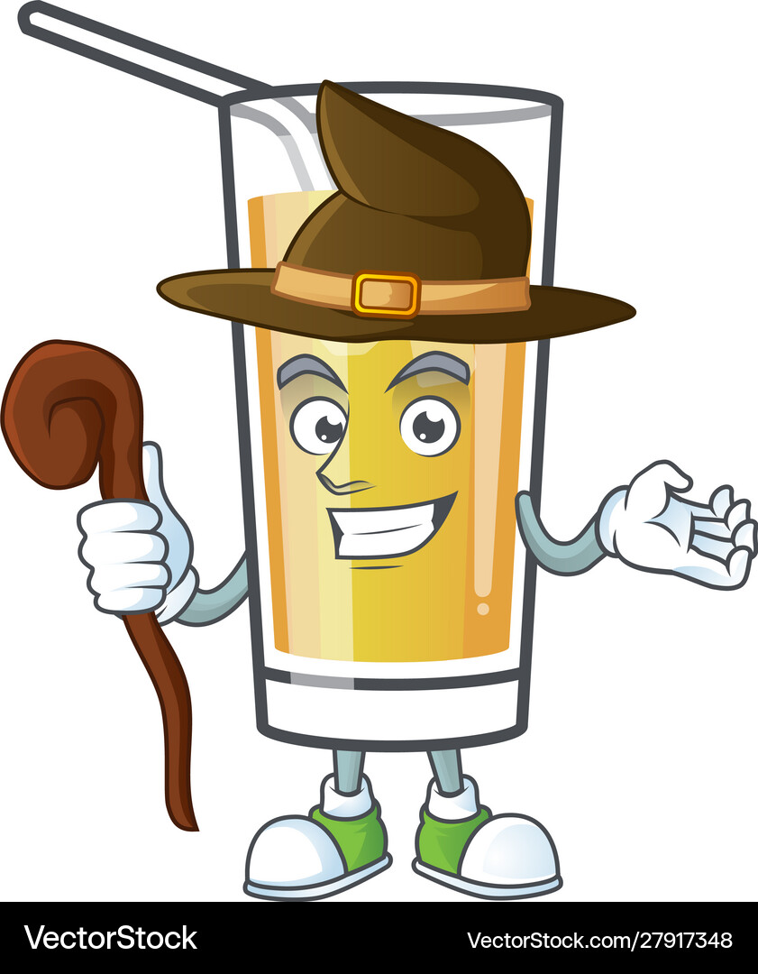 Character witch in apple cider cartoon Royalty Free Vector