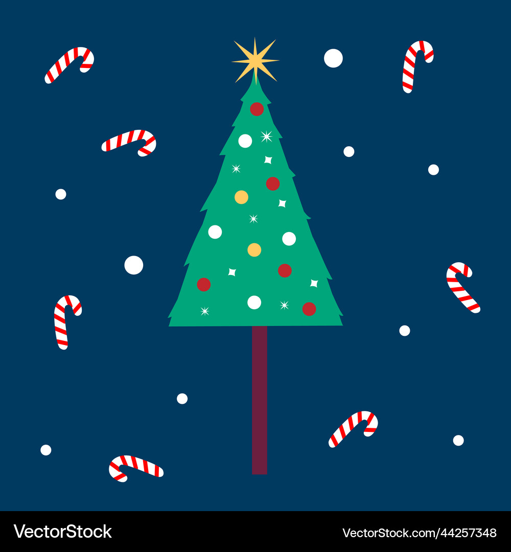 Christmas tree evergreen with decorations Vector Image
