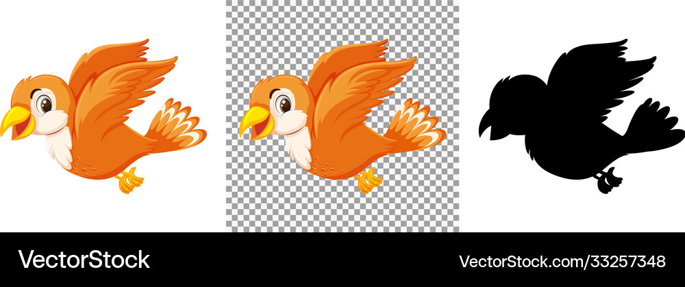 Cute orange bird cartoon character Royalty Free Vector Image