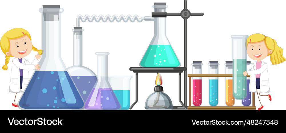 Cute scientists cartoon character in lab gown Vector Image