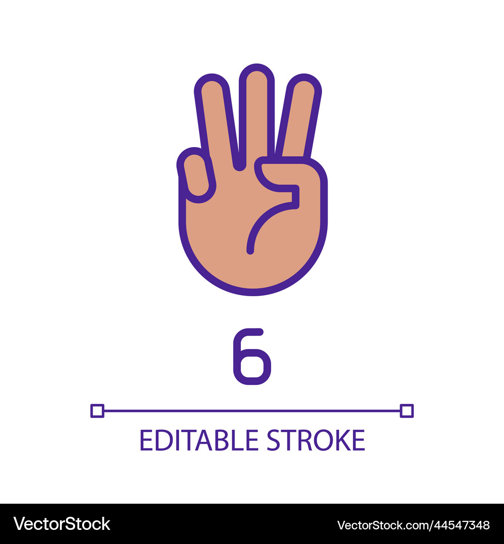 Digit six in american sign language pixel perfect Vector Image