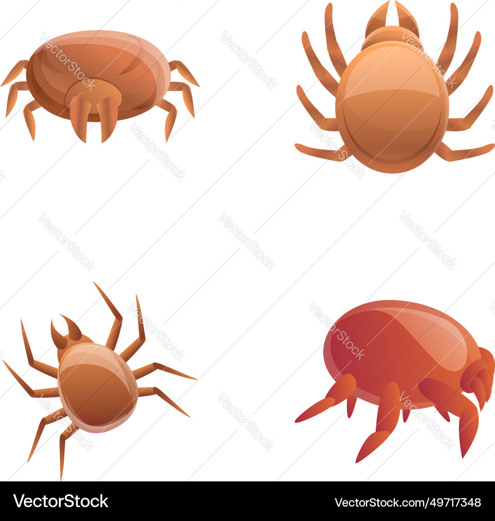 Dust mite icons set cartoon common dust Royalty Free Vector