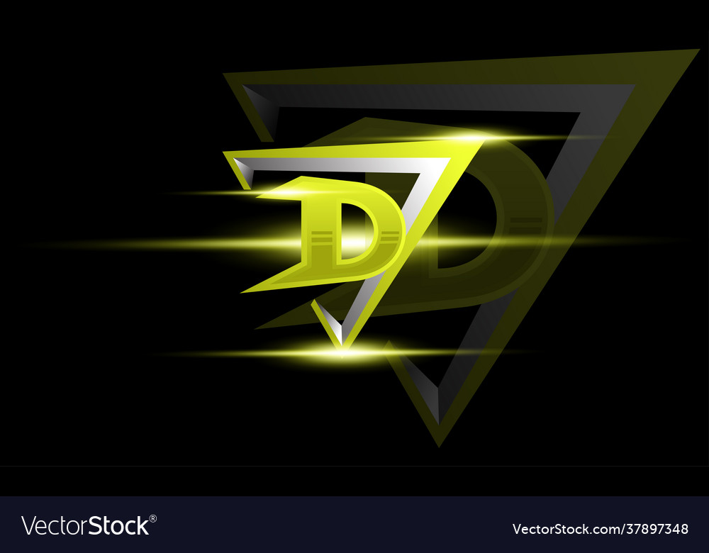 Initial d with shield letter monogram Royalty Free Vector