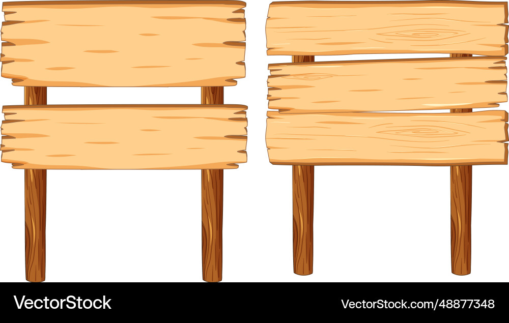 Isolated wooden signboard frame template in Vector Image