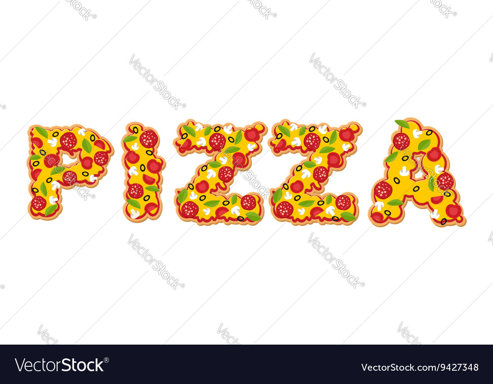 Pizza text letters of appetizing slices Royalty Free Vector Pizza text letters of appetizing slices Royalty Free Vector