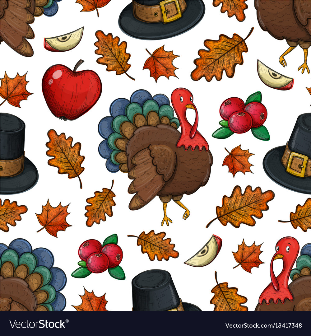 Seamless pattern with turkey Royalty Free Vector Image