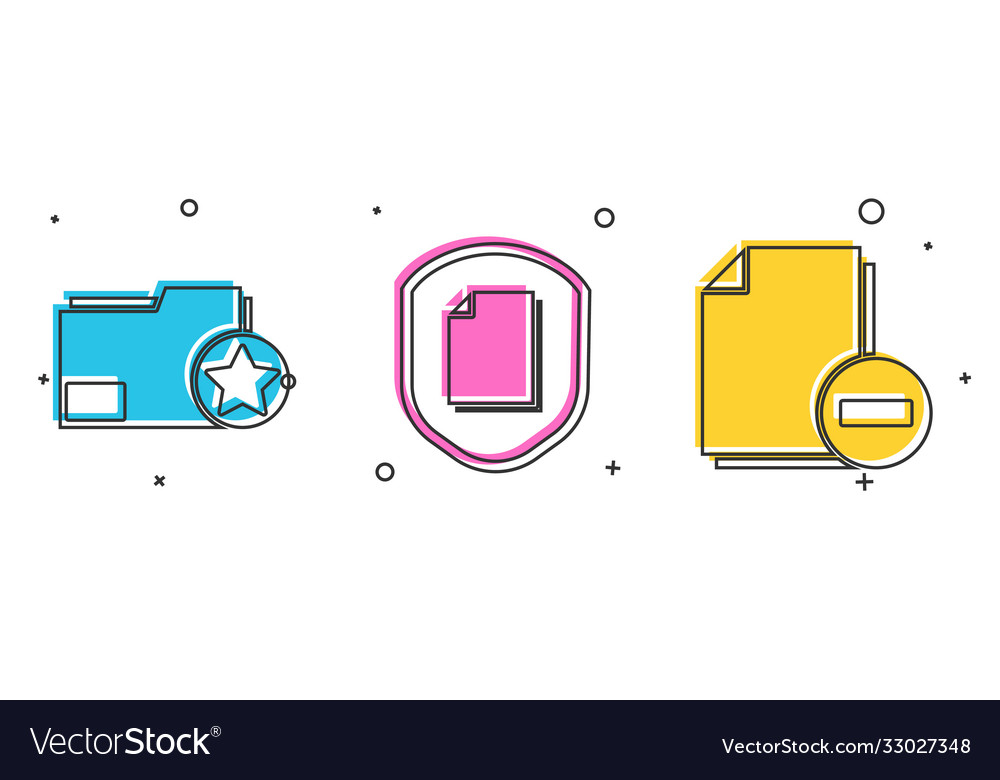 Set document folder with star document protection Vector Image