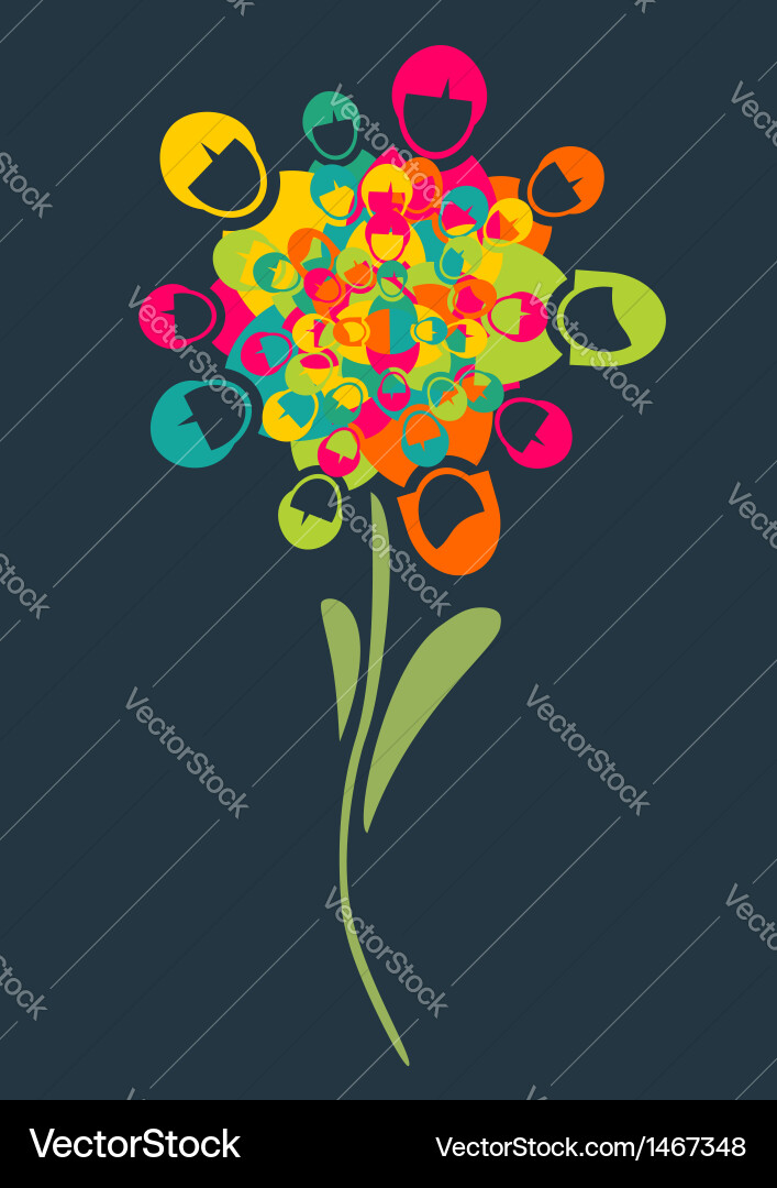 Social media people flower Royalty Free Vector Image