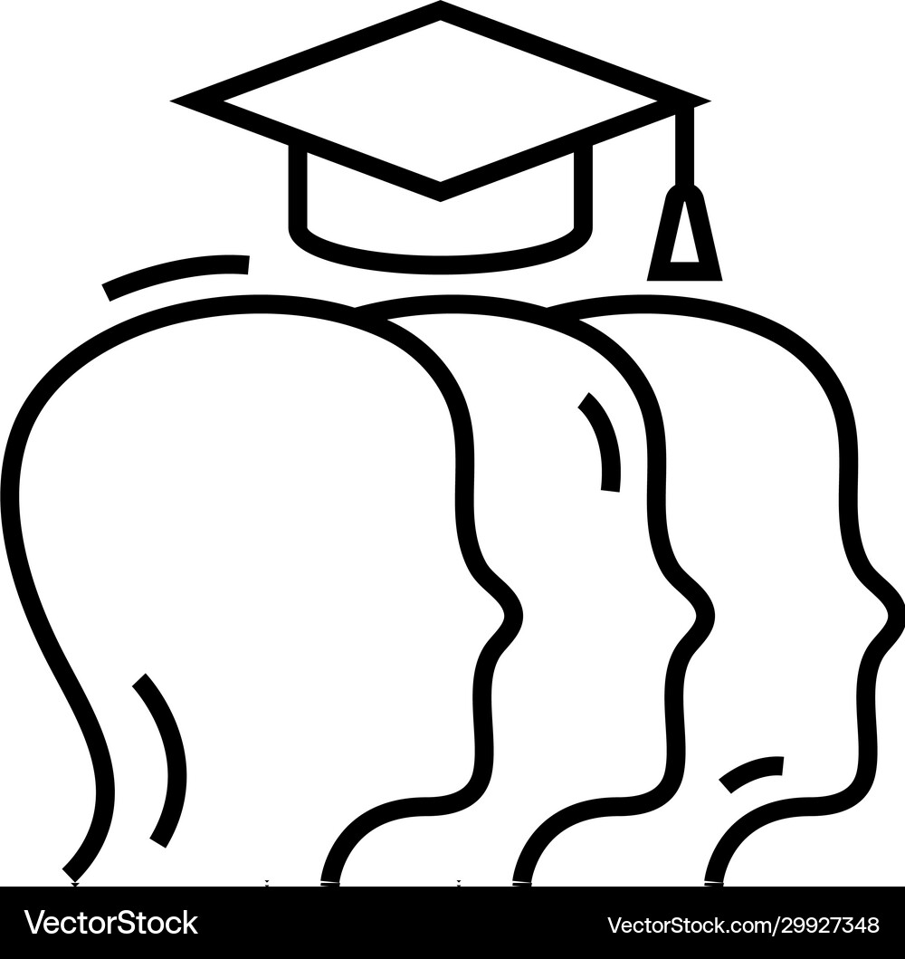Students line icon concept sign outline Royalty Free Vector