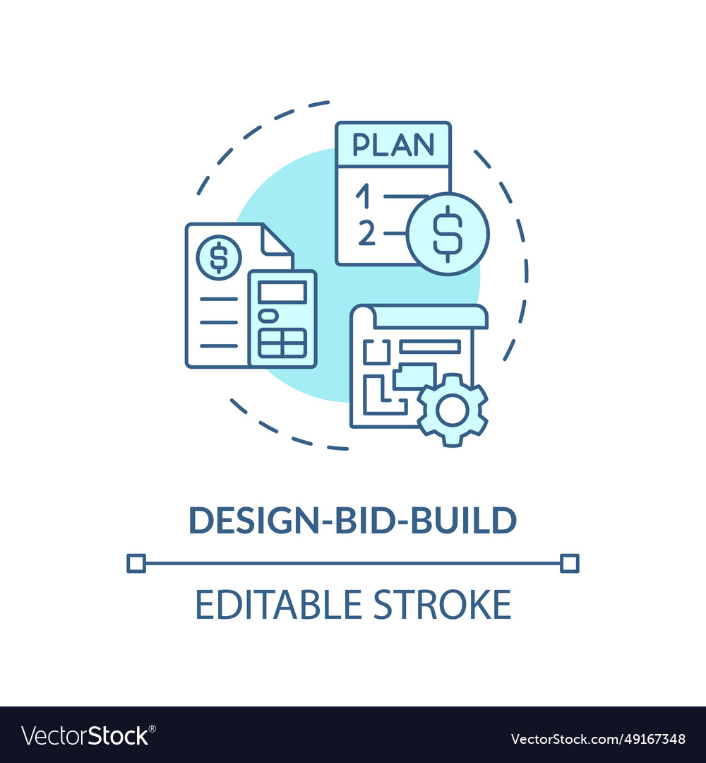Thin line blue icon design bid build concept Vector Image
