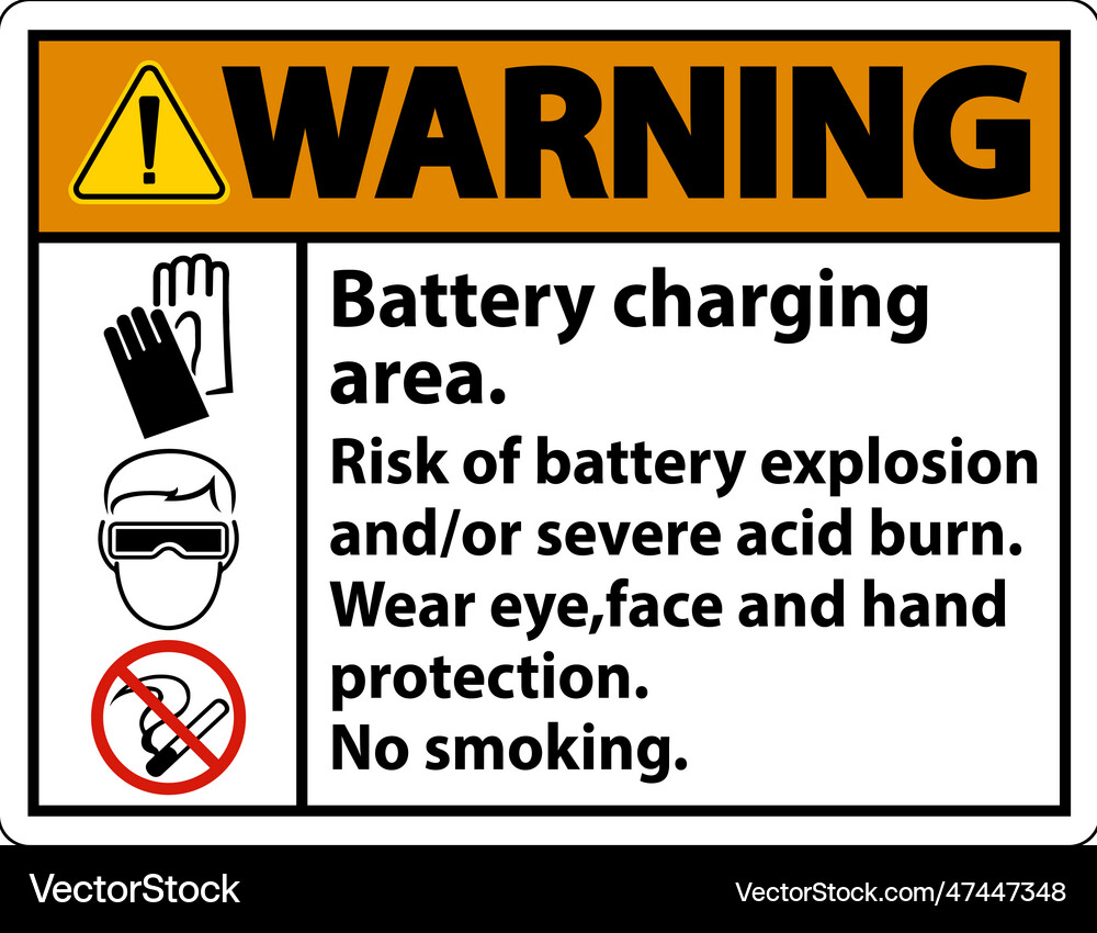 Warning battery charging area sign on white – Royalty-Free Vector ...