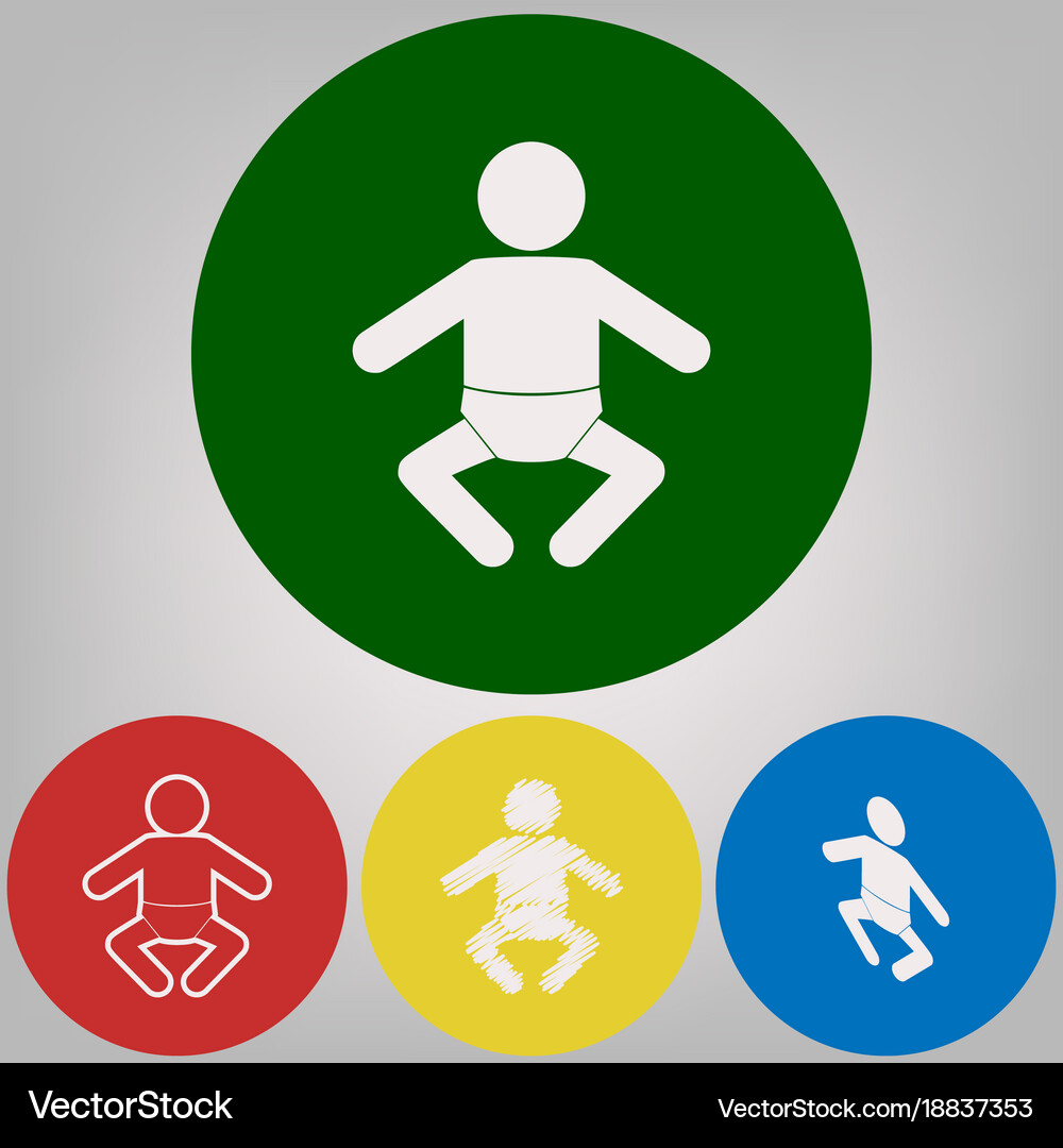 Baby sign 4 white styles Royalty Free Vector Image