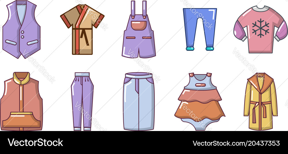 Clothes icon set cartoon style Royalty Free Vector Image