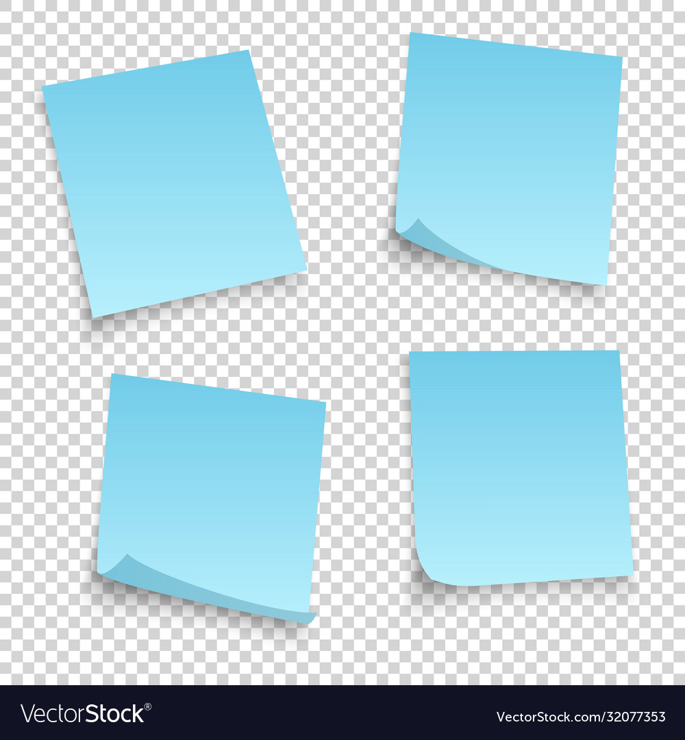 Collection different blue sheets papers note Vector Image