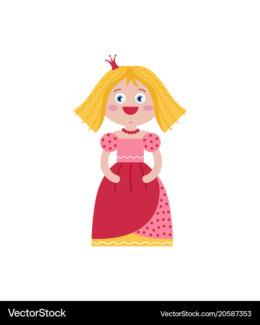Cute queen in red dress Royalty Free Vector Image