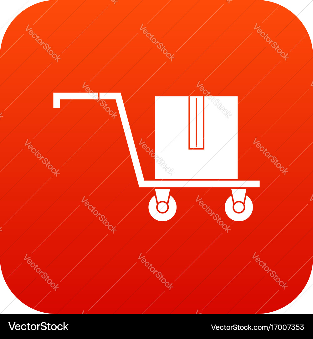 Delivery cart with box icon digital red Royalty Free Vector