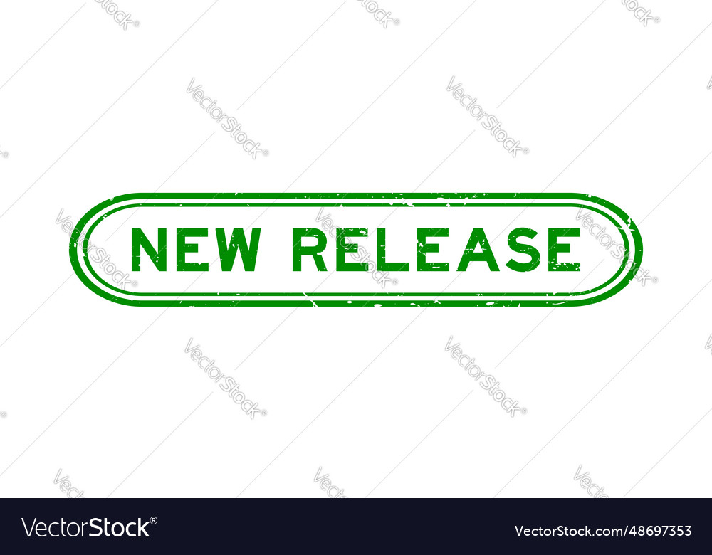 Grunge green new release word rubber seal stamp Vector Image