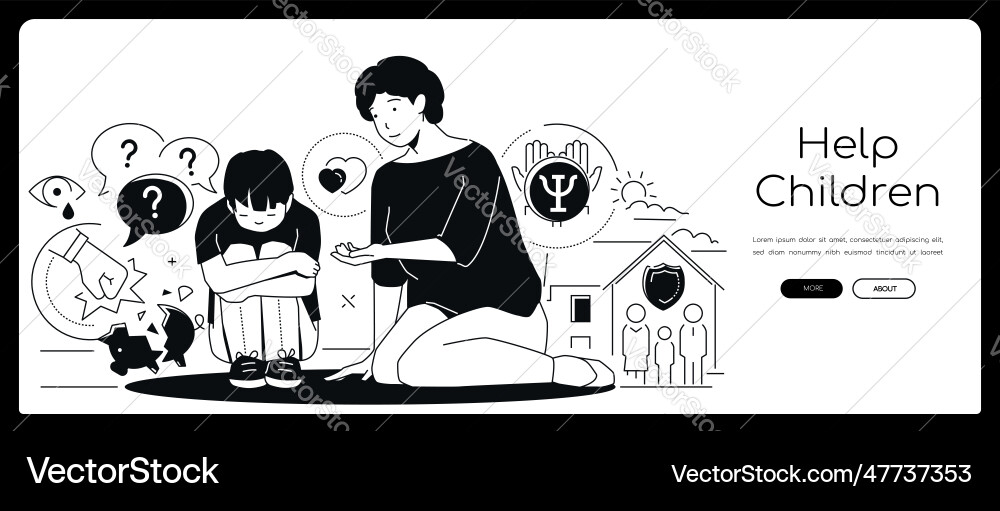 Help children - modern line design style banner Vector Image