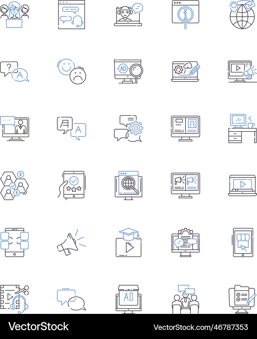 Internet sharing line icons collection wi-fi Vector Image