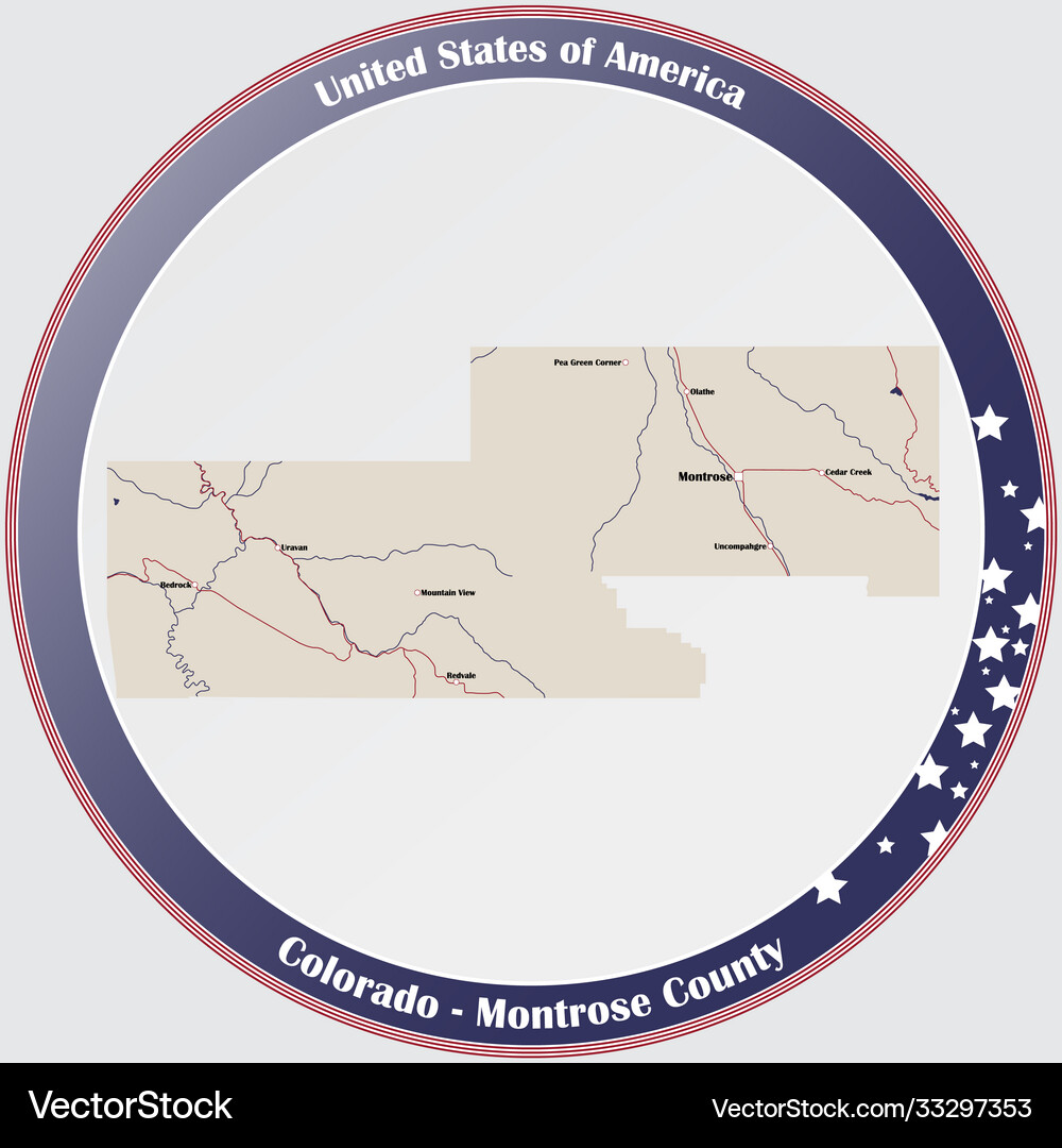 Map montrose county in colorado Royalty Free Vector Image