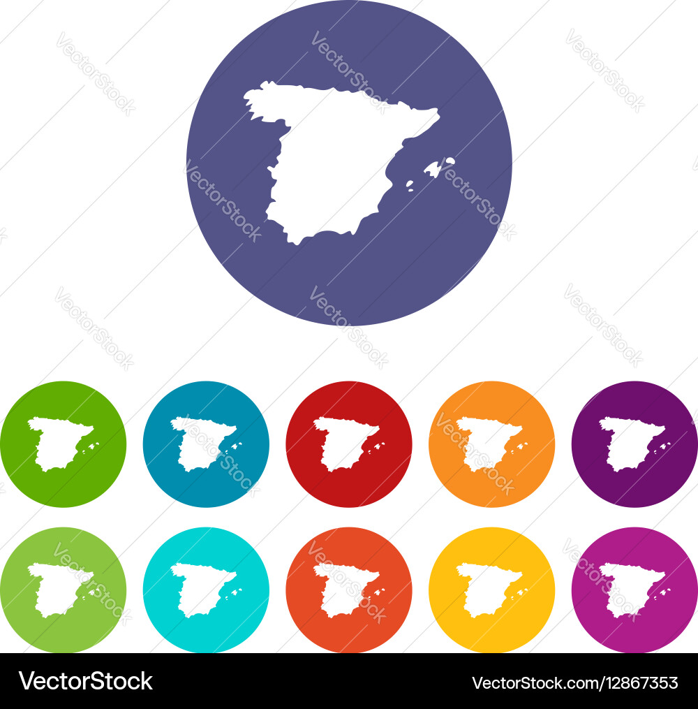 Map of spain set icons Royalty Free Vector Image