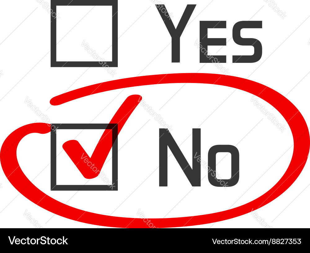 No checked with red marker line and circled Vector Image