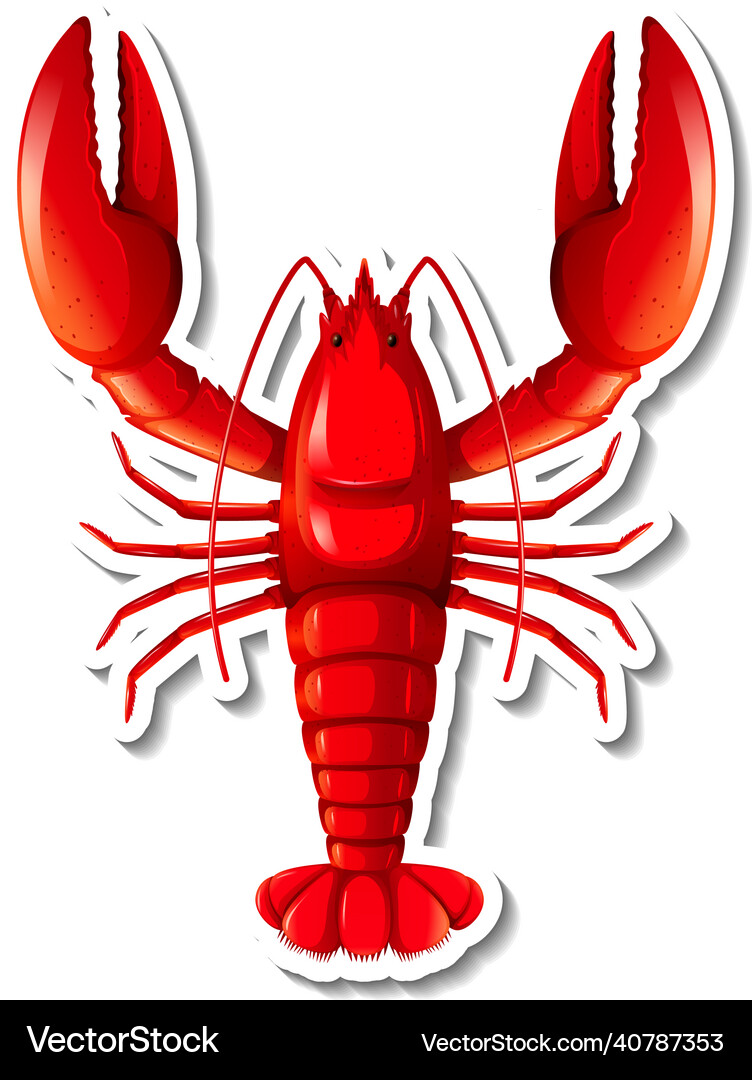 Red lobster cartoon sticker Royalty Free Vector Image