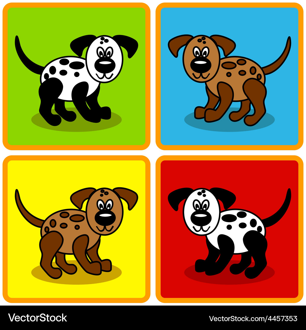 Seamless cartoon dogs over squares Royalty Free Vector Image