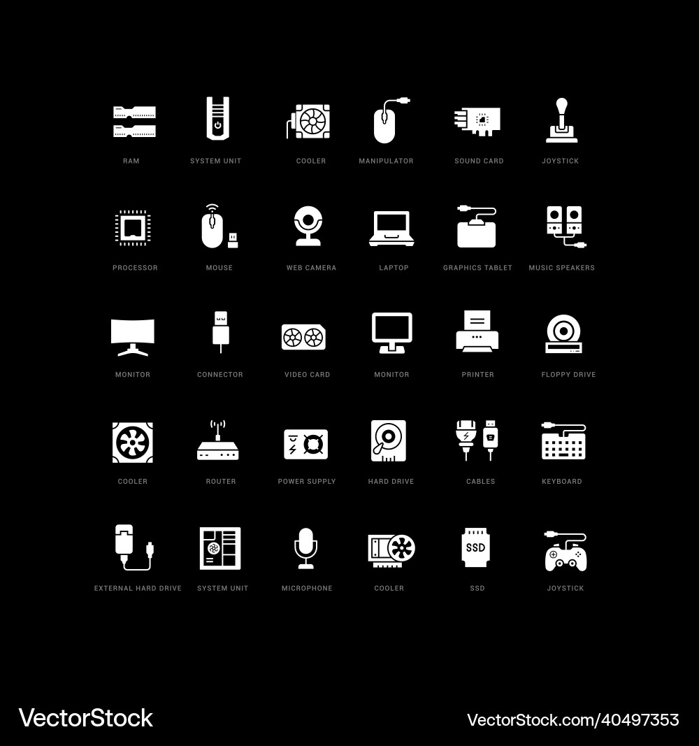 Set of simple icons hardware Royalty Free Vector Image