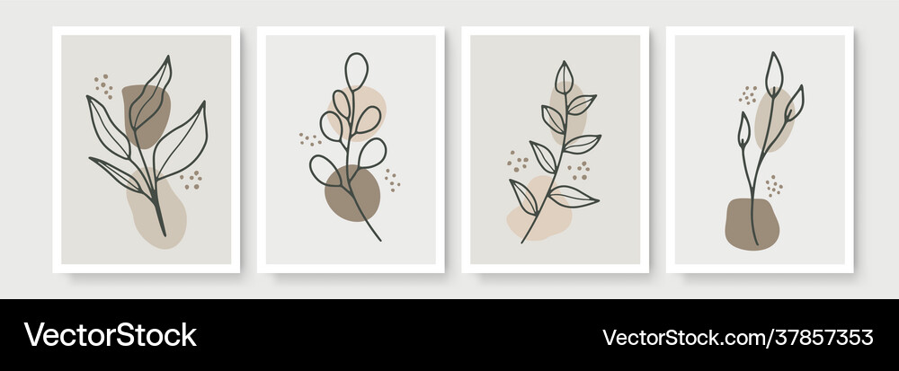 Set poster in minimal boho style with tropical Vector Image