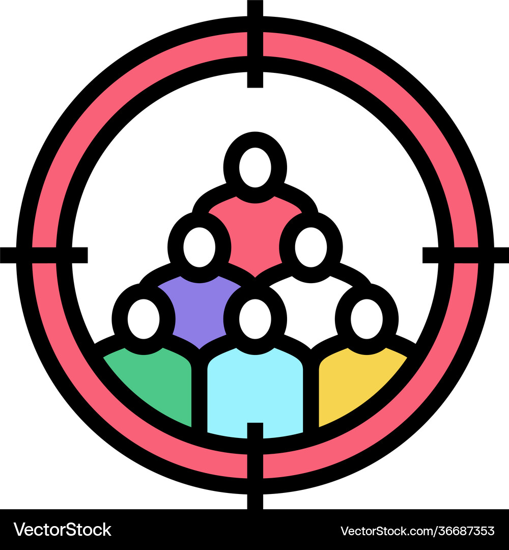Targeting advertise and crowdsoursing color icon Vector Image