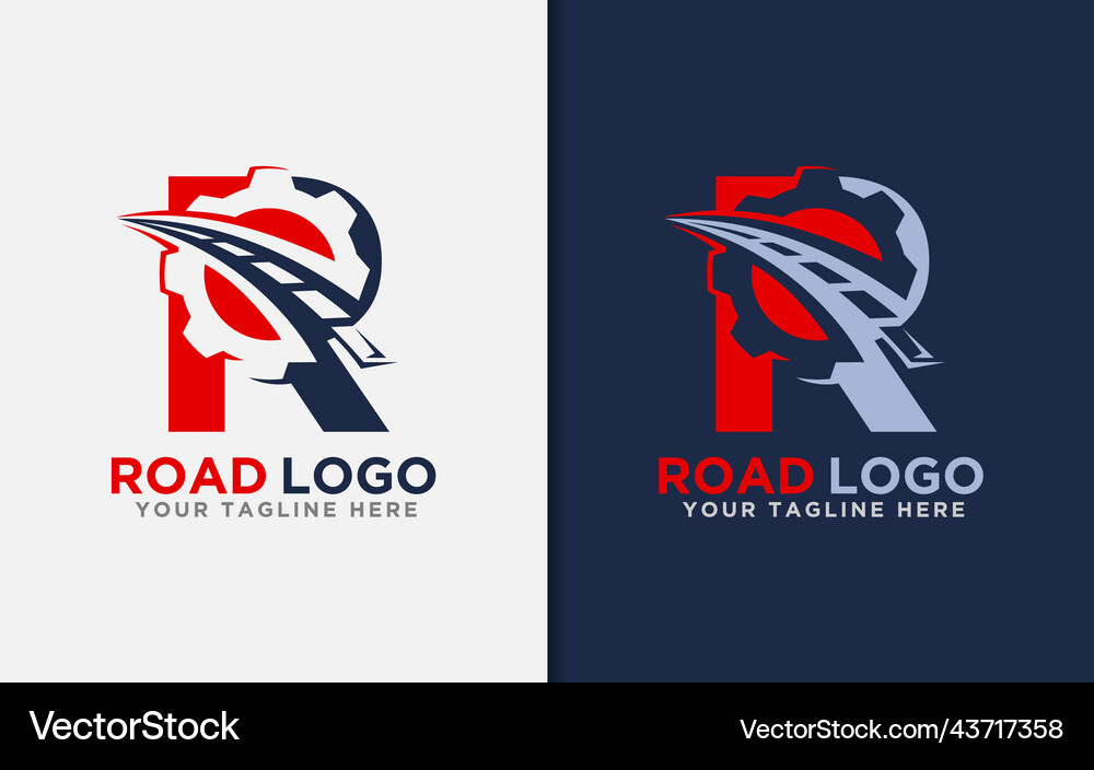 Abstract initial letter r combined with gear Vector Image