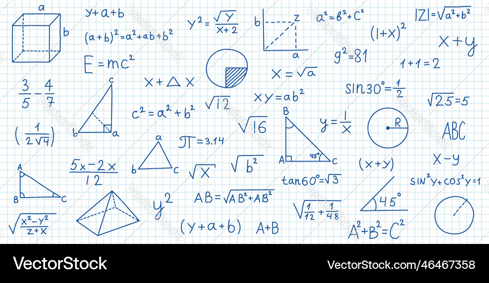 Hand drawn math symbols icon in flat style Vector Image