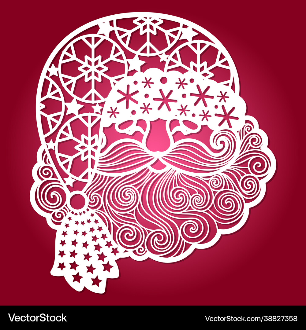 Laser cutting template santa claus head Royalty Free Vector