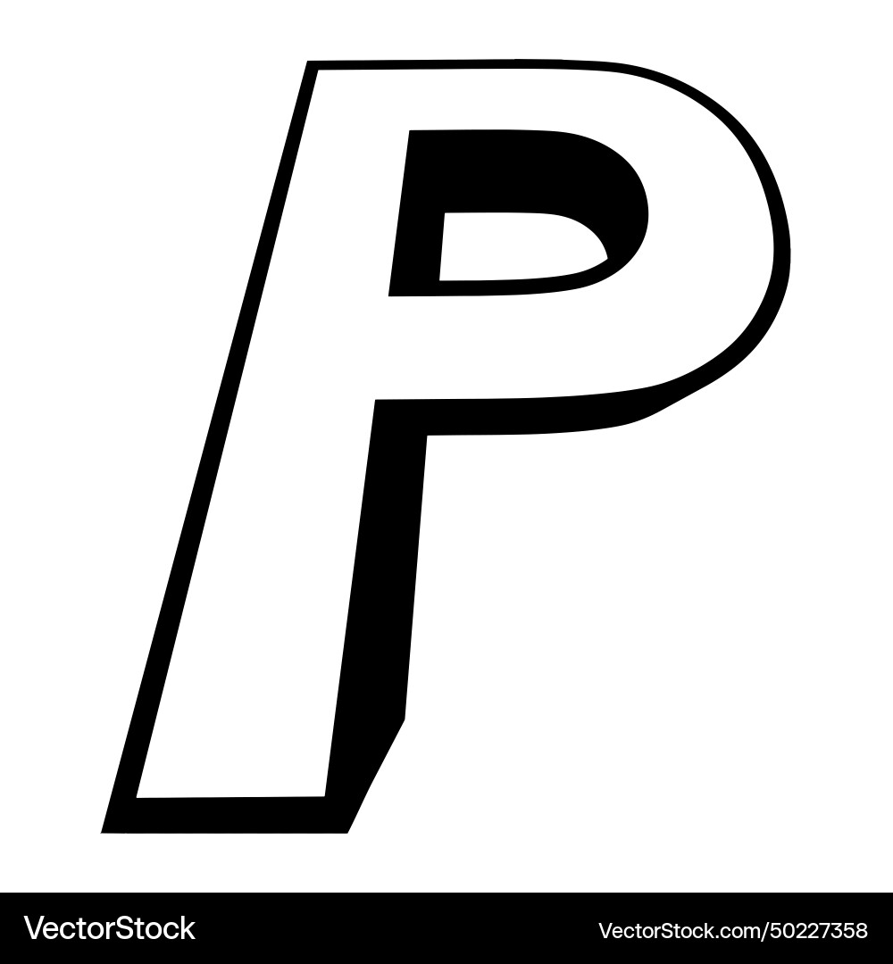 Logo letter p tall slender font Royalty Free Vector Image