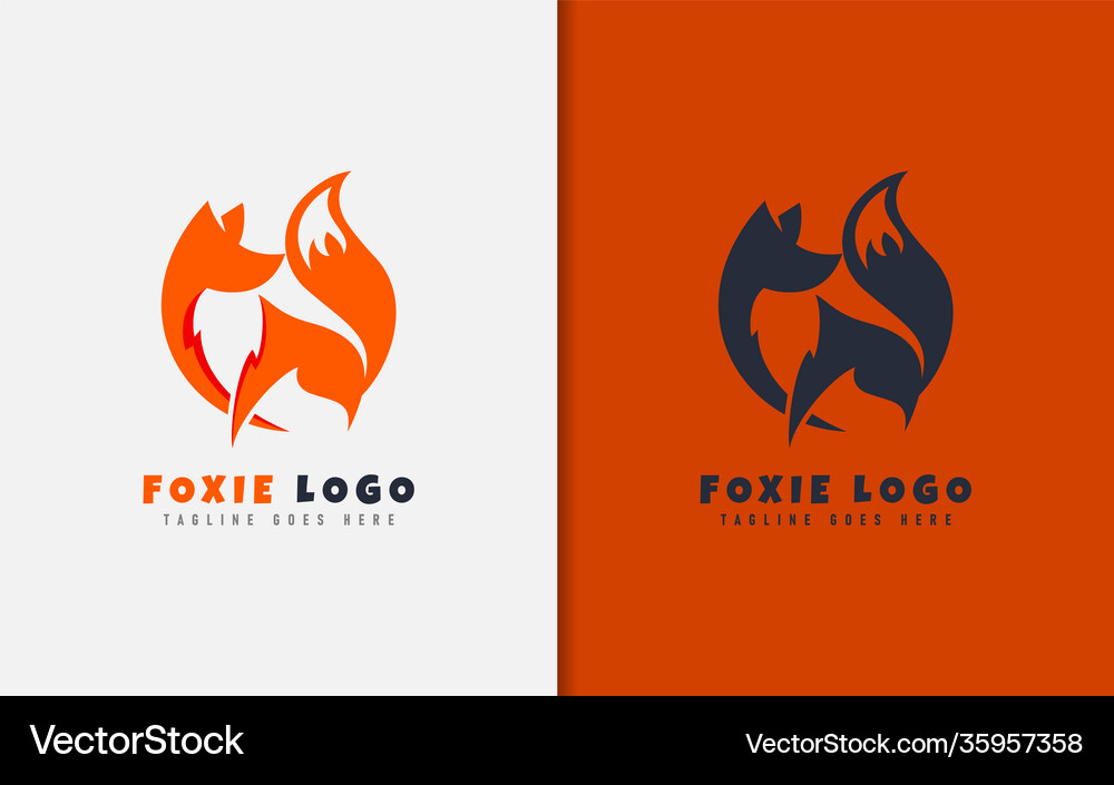 Orange fox logo design usable for business Vector Image