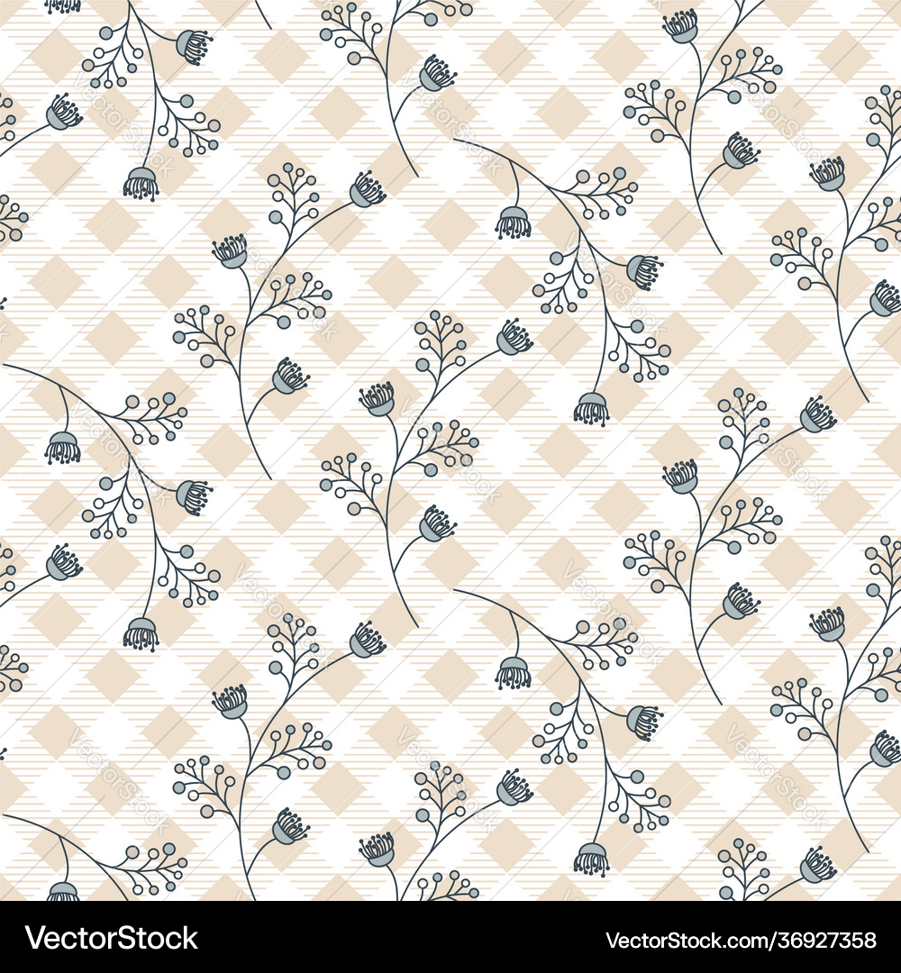 Seamless floral pattern with curve small flowers Vector Image