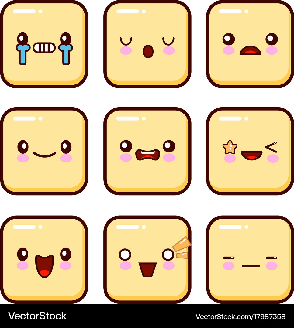 Set emoticons set emoji isolated on white Vector Image