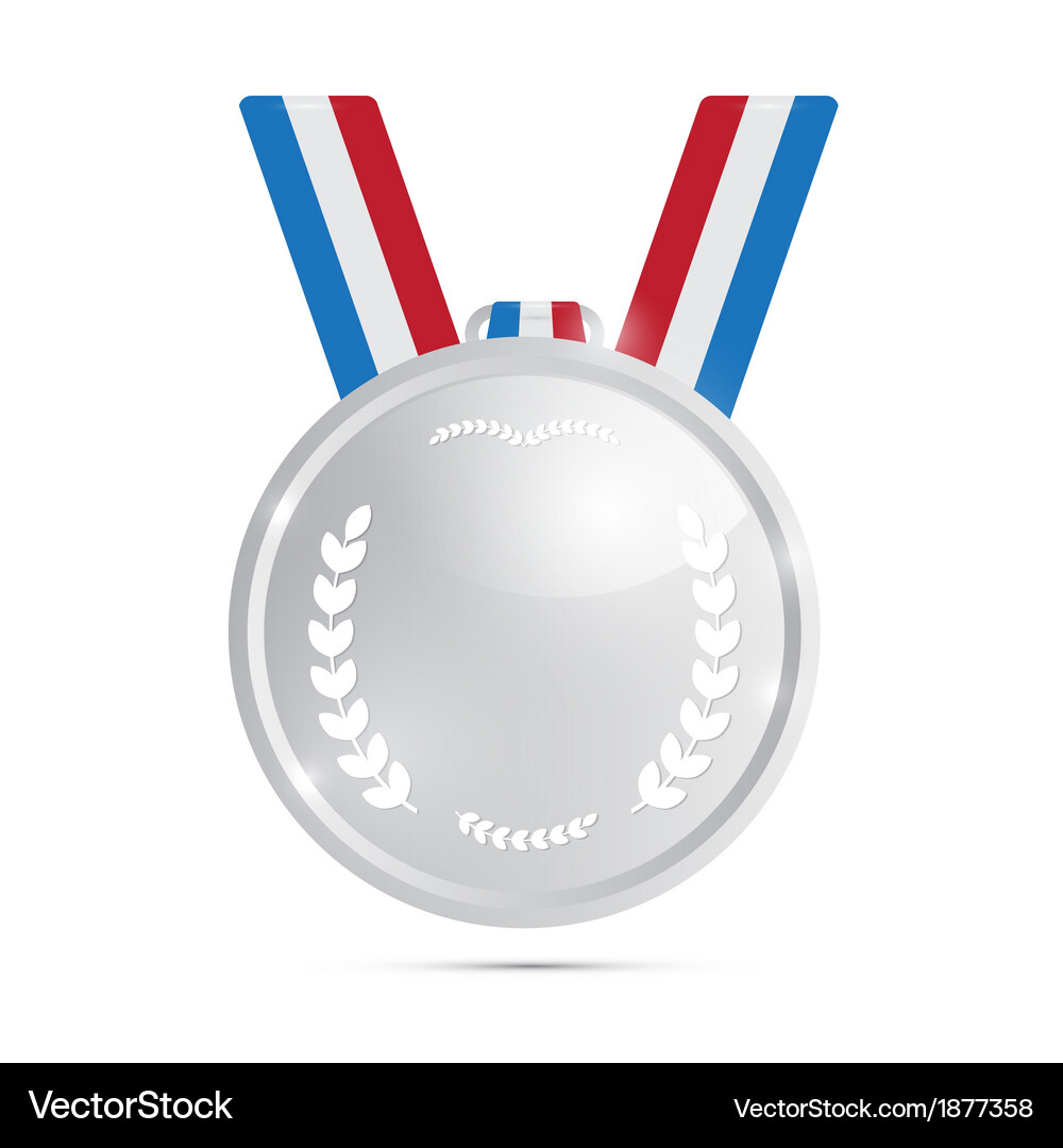 Silver medal award isolated on white background Vector Image
