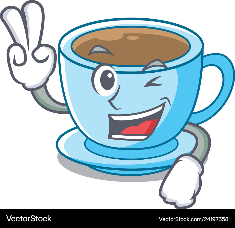 Two finger cup milk tea above cartoon table Vector Image