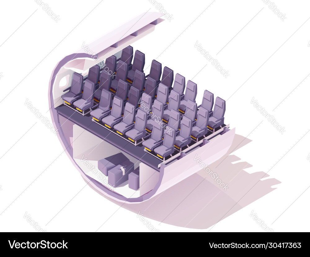 Airplane economy class seats cabin Royalty Free Vector Image
