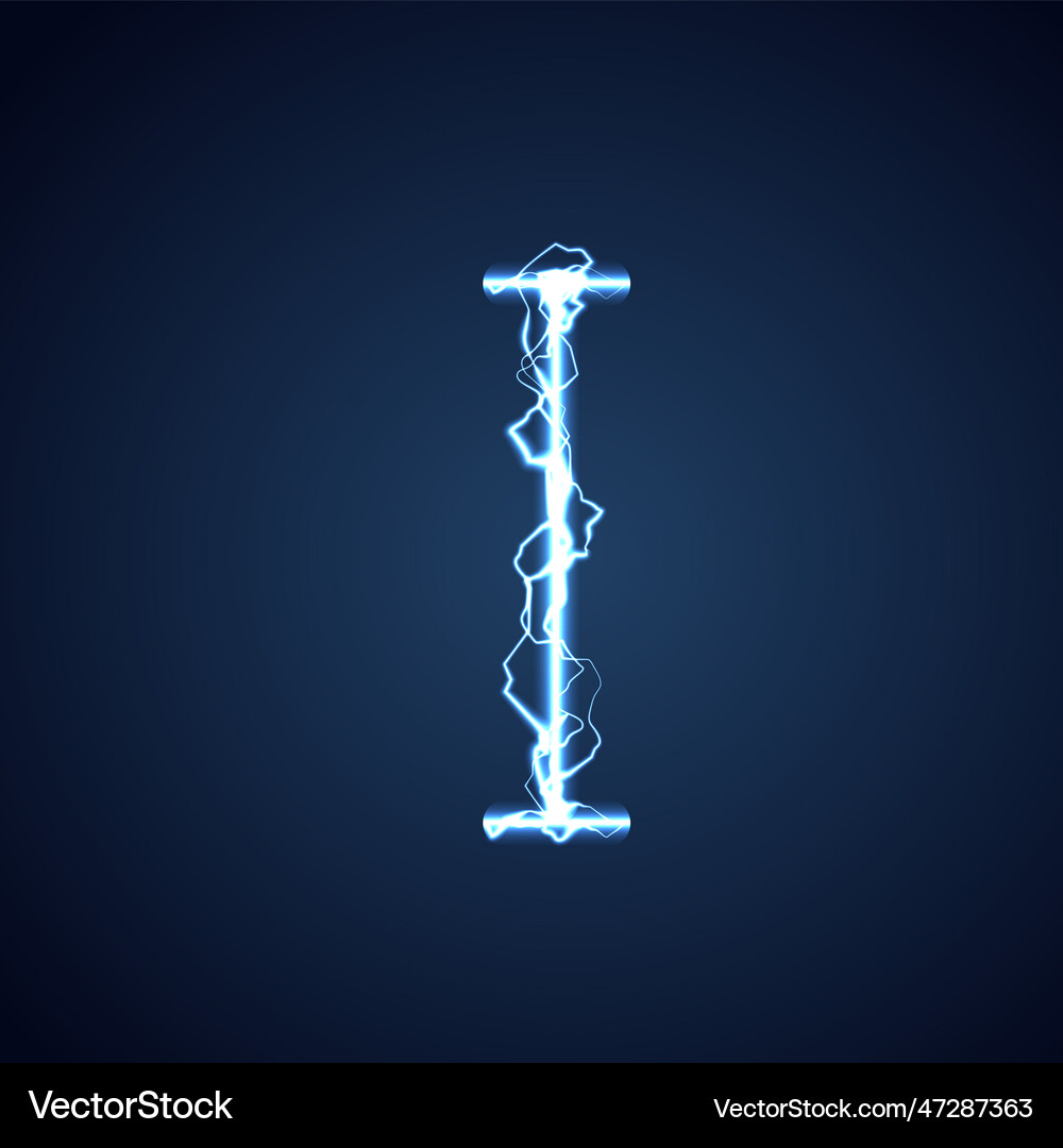 Blue lightning style letter or alphabet i Vector Image