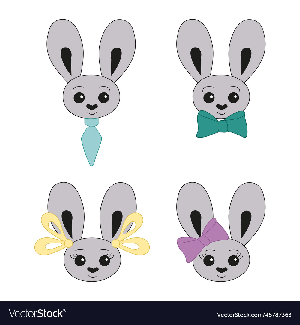Bunny head boys and girls character Royalty Free Vector