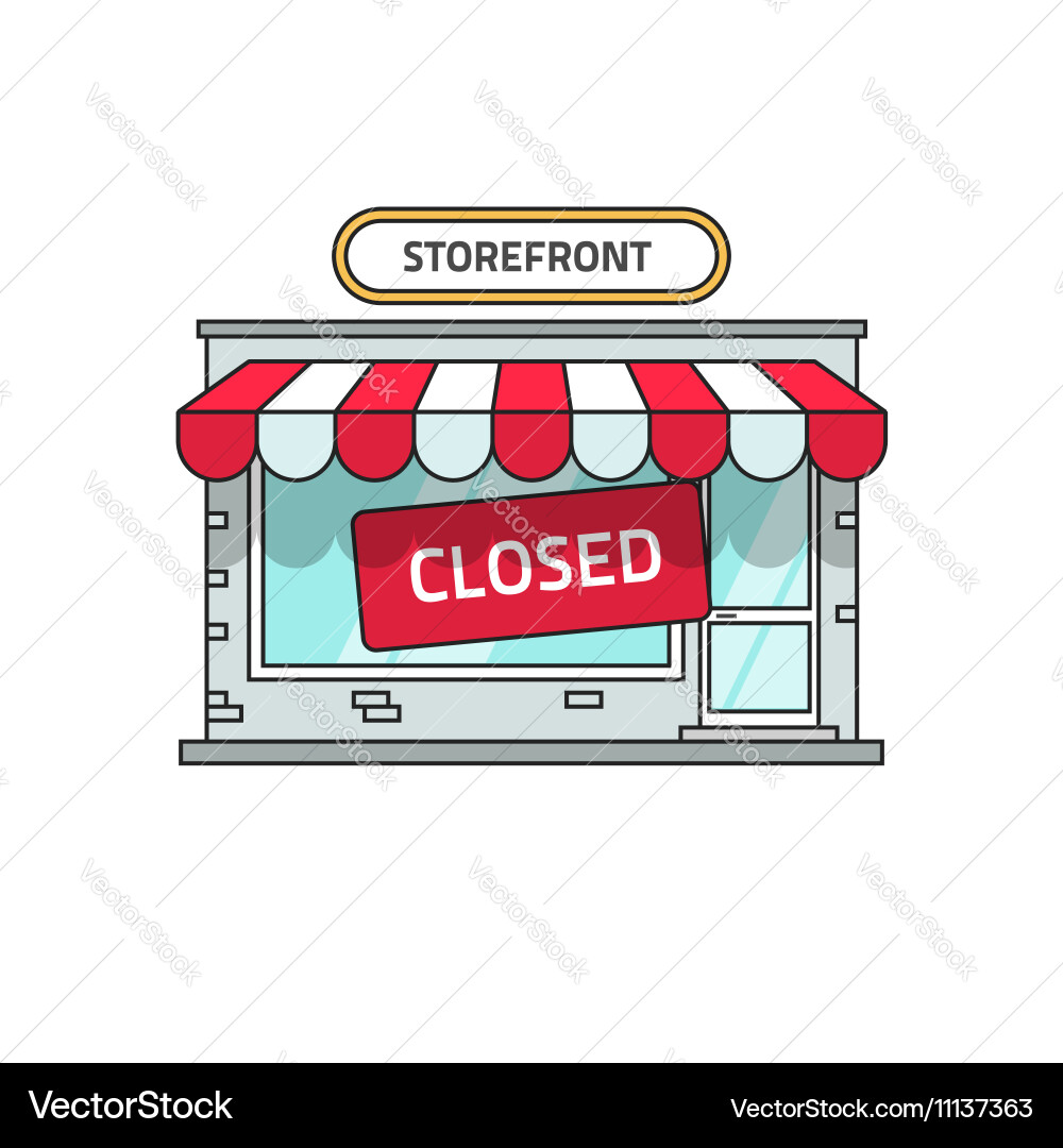 Closed shop building store font view with Vector Image