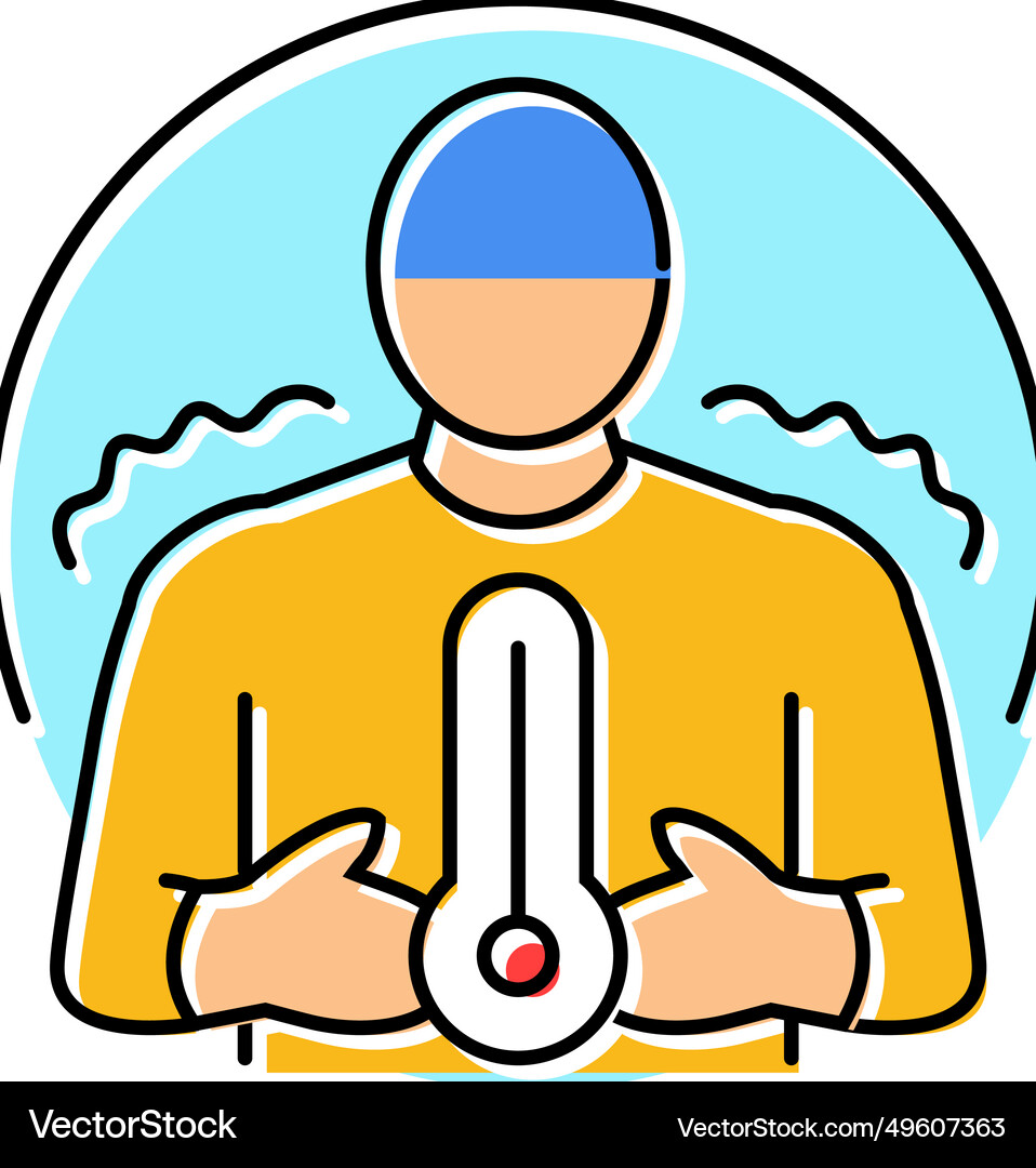 Fever chills disease symptom color icon Royalty Free Vector