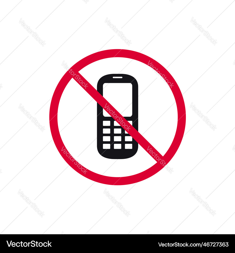 Mobile phone prohibited sign forbidden sticker Vector Image