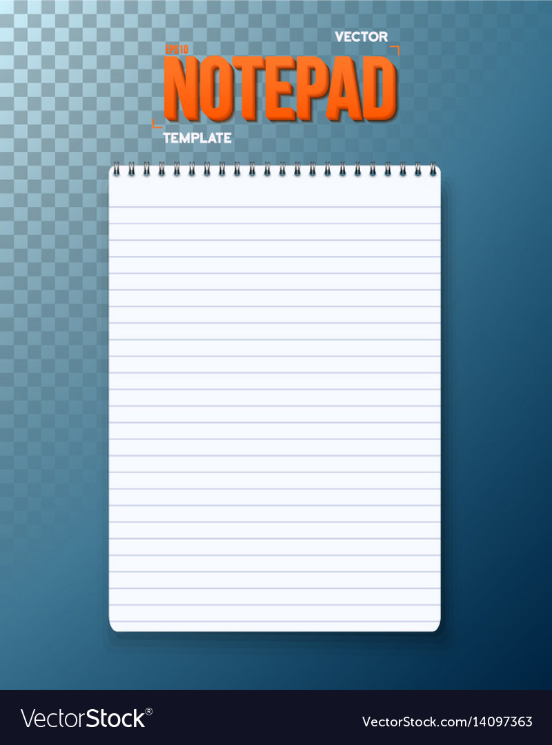 Notepad notebook template Royalty Free Vector Image