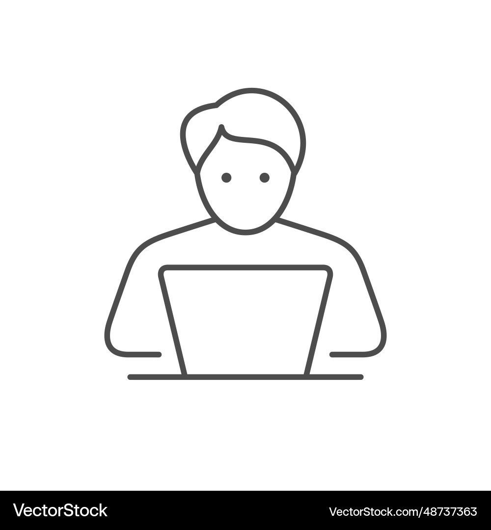 Person at laptop line icon Royalty Free Vector Image